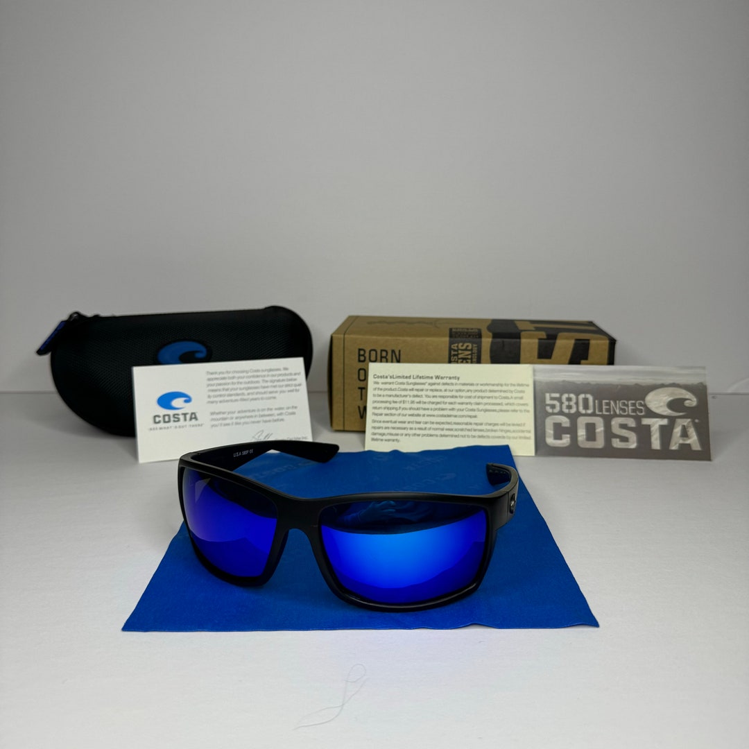 Costa Del Mar Reefton Sunglasses- Polarized 580P Lenses Blue/black - Etsy