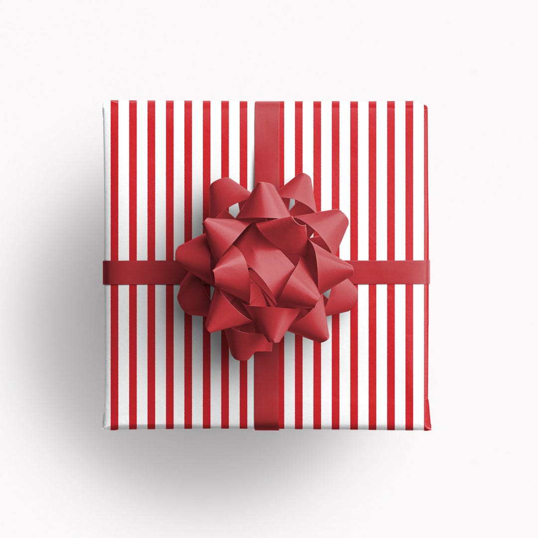 Candy Stripe Wrapping Paper: Red Striped Holiday and All Occasion Gift ...