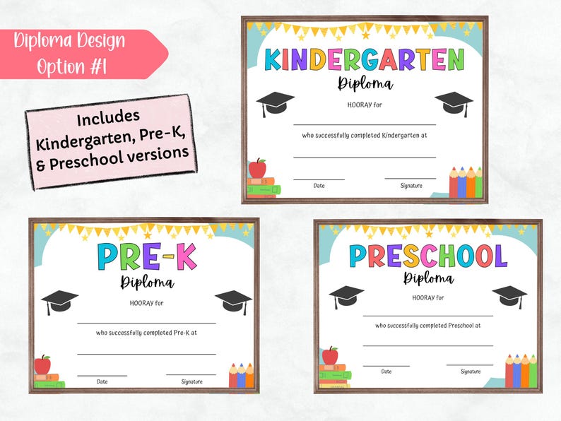 Editable Kindergarten Diploma, Printable Certificate for Pre-k and ...