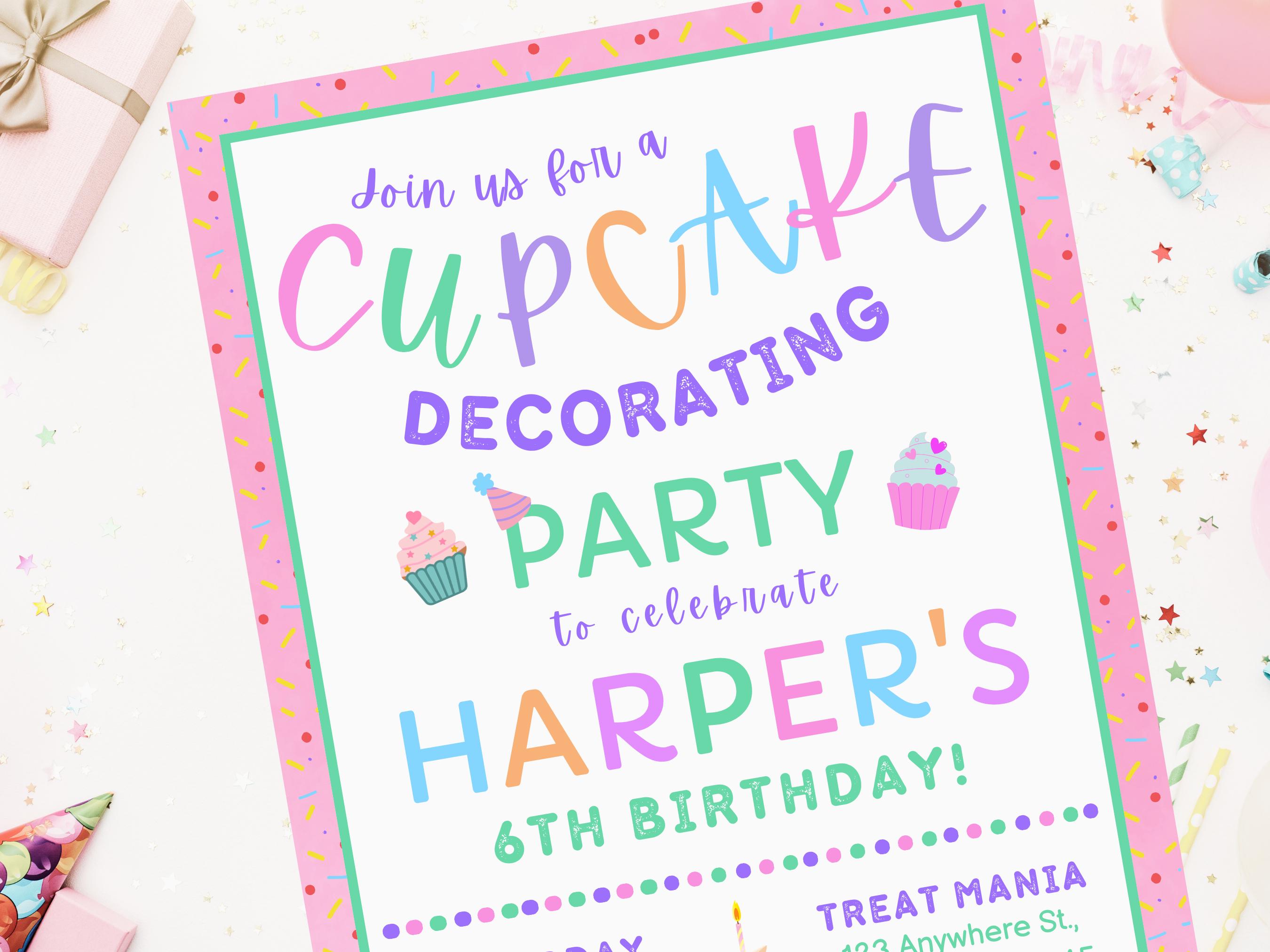 Editable Cupcake Birthday Party Invitation, Baking Party Invite - Etsy