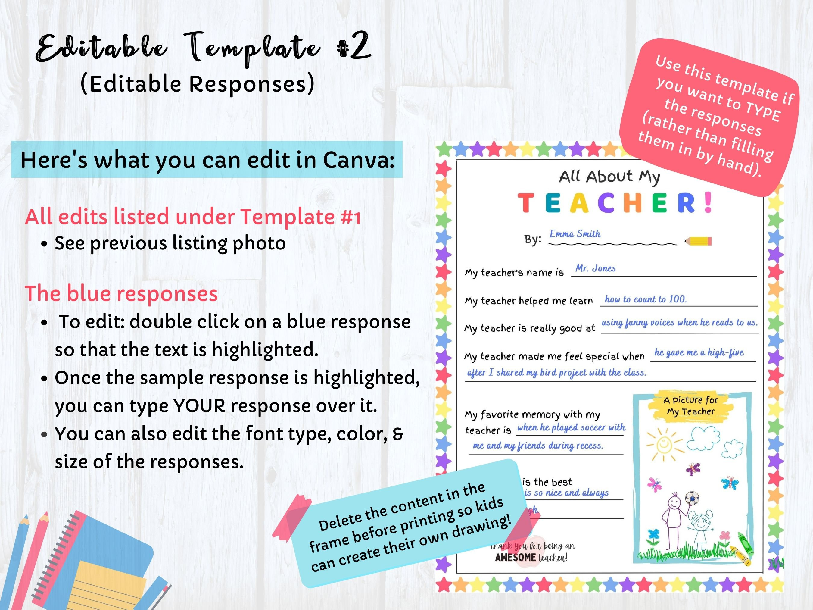 Teacher Appreciation Gift, Teacher Survey, All About My Teacher ...