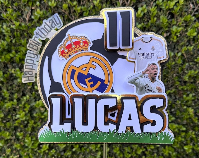 Real Madrid Cake Topper - Soccer Theme Party - Soccer Cake Topper ...