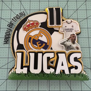 Real Madrid Cake Topper - Soccer Theme Party - Soccer Cake Topper ...
