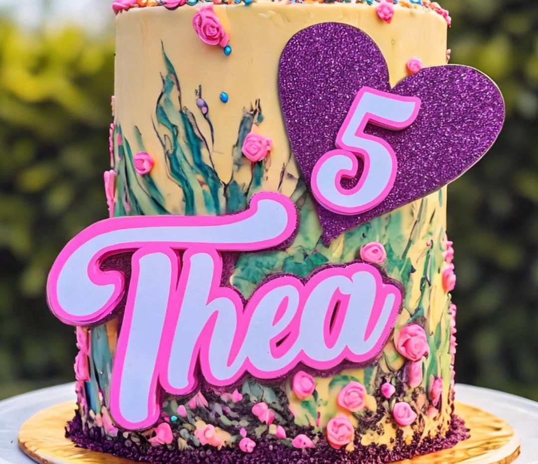 Name and Number Cake Topper - Etsy