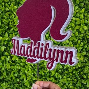 Doll Birthday Cake Topper - Personalized Hot Pink Topper - Etsy