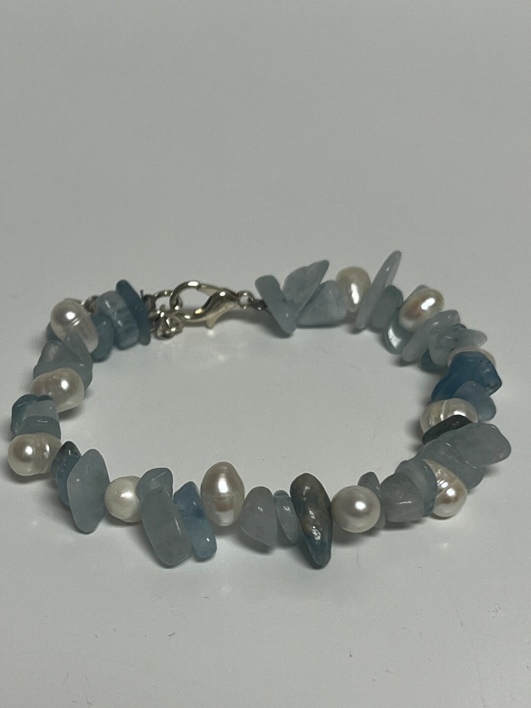 Morning Dew, Gemstone Bracelet, Blue Lace Agate Jewelry, Pearl Bracelet ...