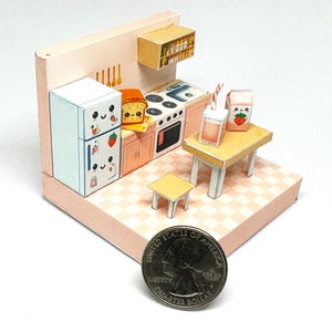 Strawberry Milk Kitchen. Papercraft Diorama Printable - Etsy