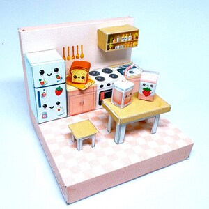 Strawberry Milk Kitchen. Papercraft Diorama Printable - Etsy