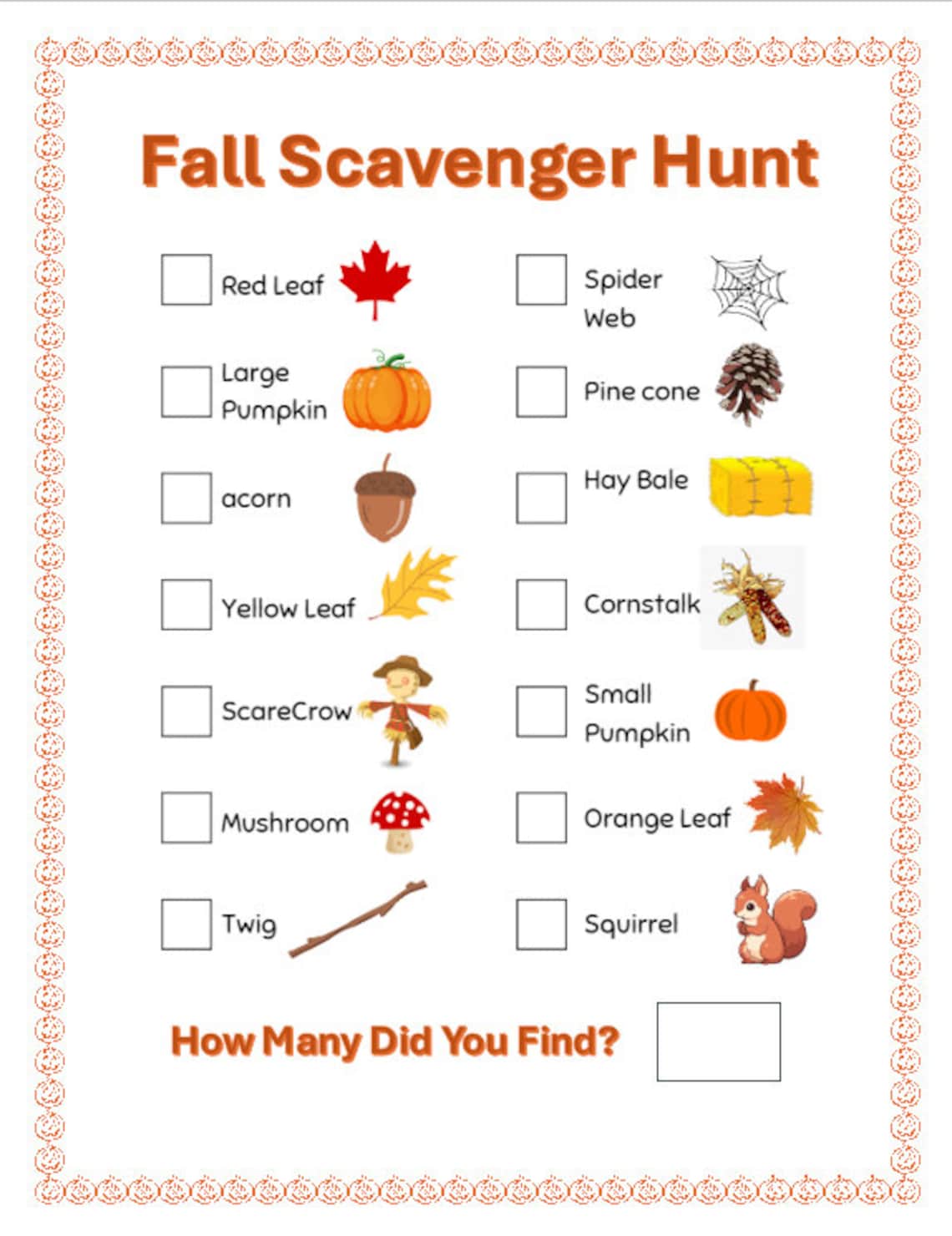 Set of 4 Seasonal Scavenger Hunt for Kids (fall, Winter, Spring, and ...