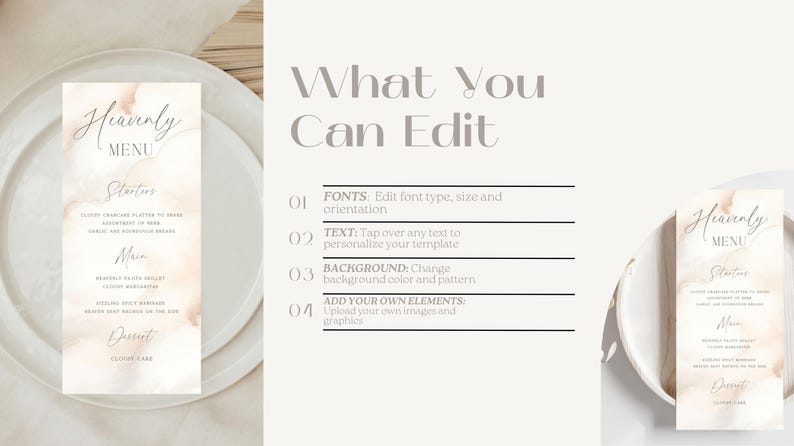 Heaven Sent Baby Shower Menu Template: Cloud Theme (digital & Printable ...