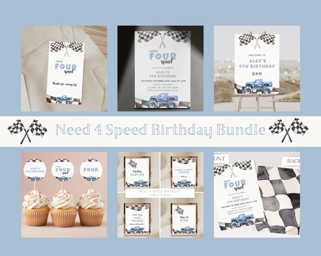 Need 4 Speed Birthday Bundle: Monster Truck Party (digital & Printable ...