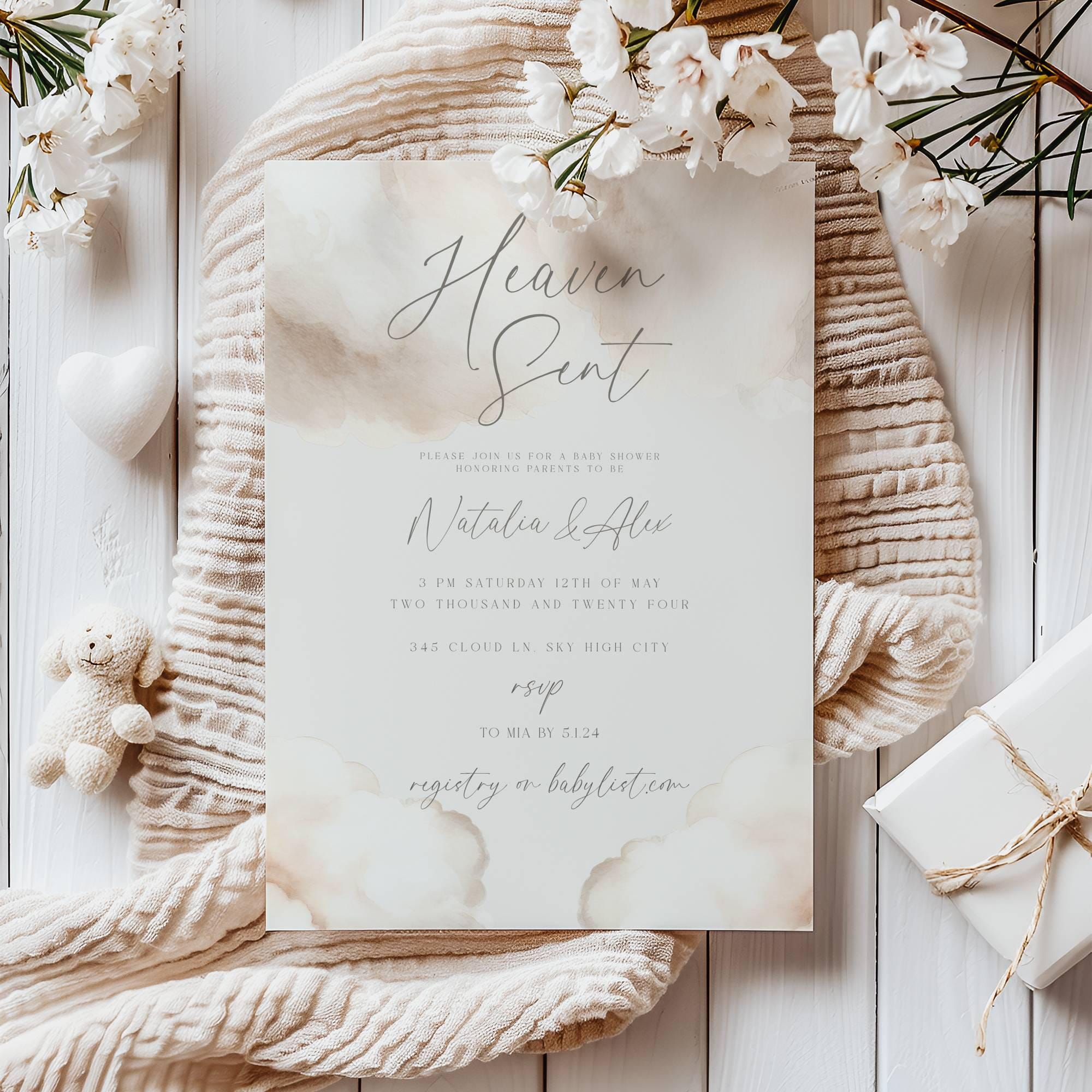 Heaven Sent Baby Shower Thank You Tag: Editable Heaven Sent Favor Tags ...