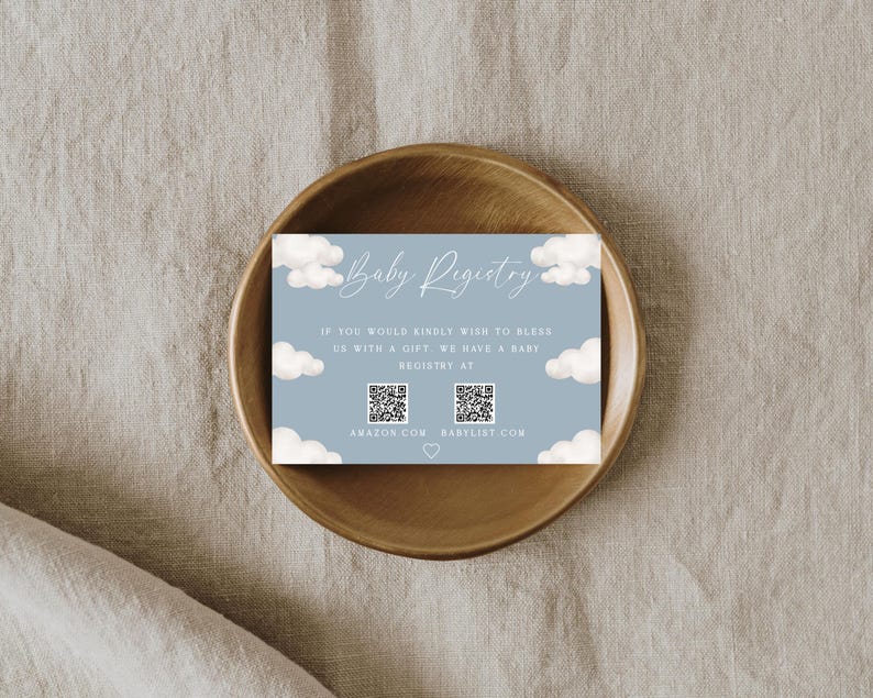 Cloud Baby Registry Card: Blue Baby Shower (printable & Digital) - Etsy