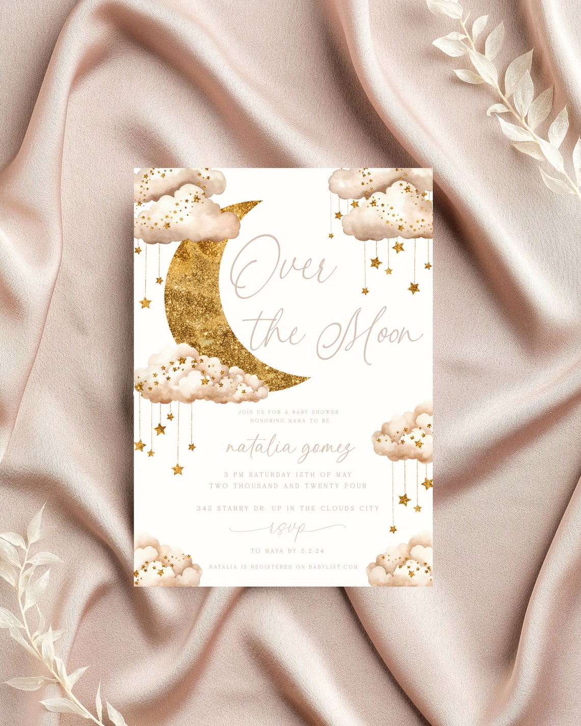 We Are Over the Moon Baby Shower Welcome Sign Editable We Are Over the Moon Baby Girl Shower ...