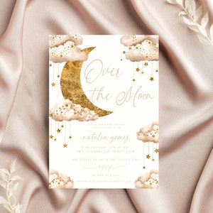 We Are Over the Moon Baby Shower Welcome Sign | Editable We Are Over ...