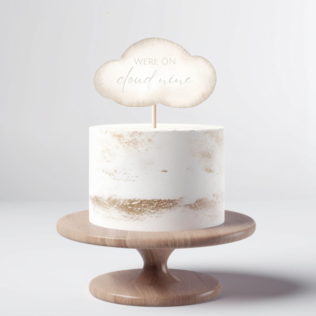Editable Neutral Cloud Nine Baby Shower Cake Topper| Printable ...