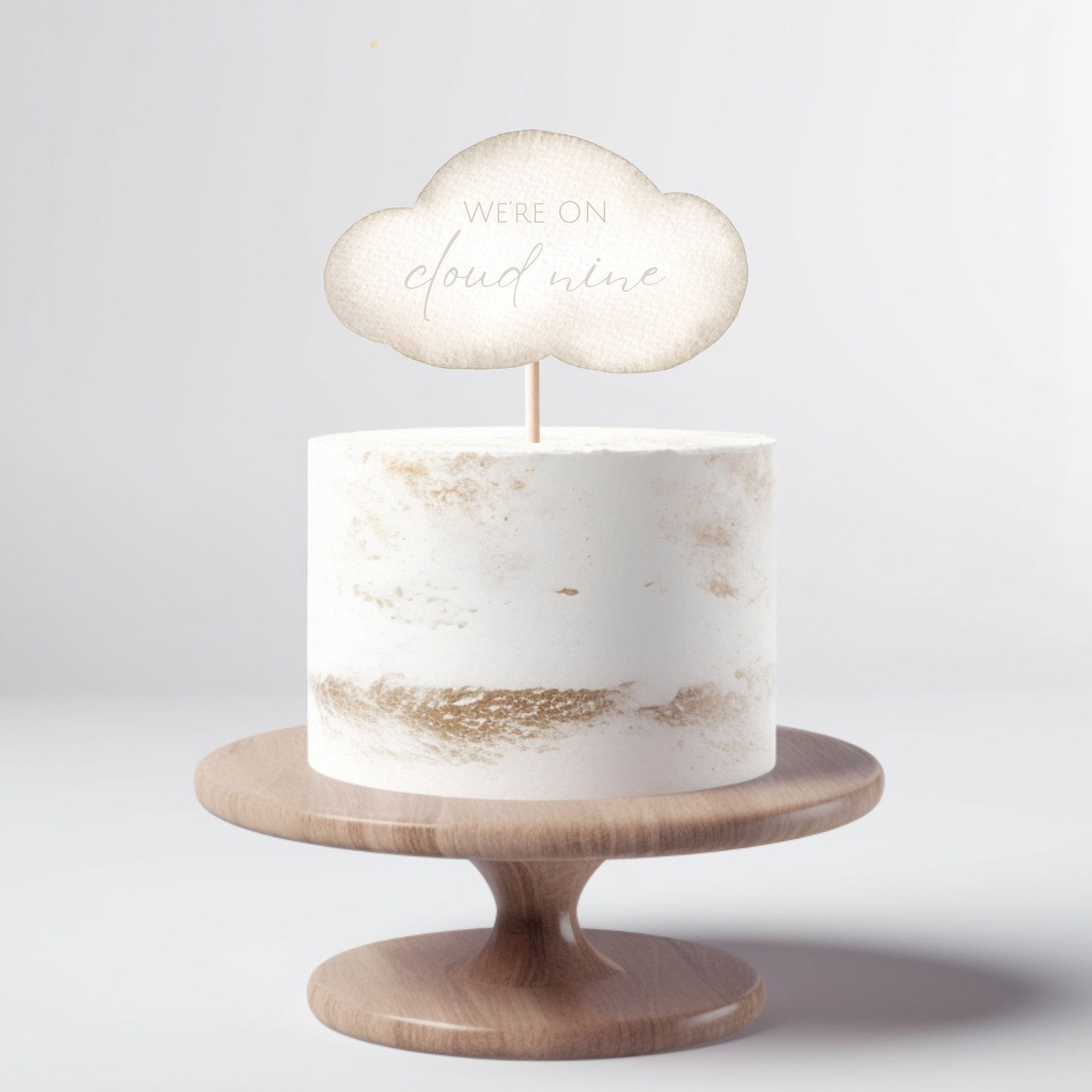 Editable Neutral Cloud Nine Baby Shower Cake Topper| Printable ...