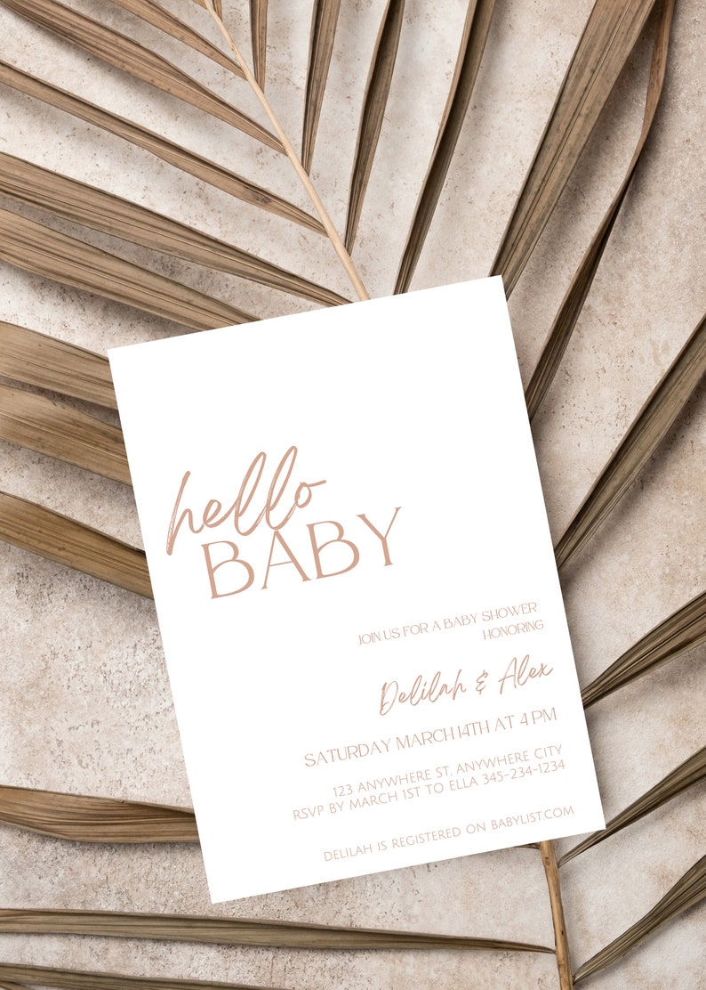 Editable Hello Baby Baby Shower Invitation Hello Baby Invite 5 X7 in ...