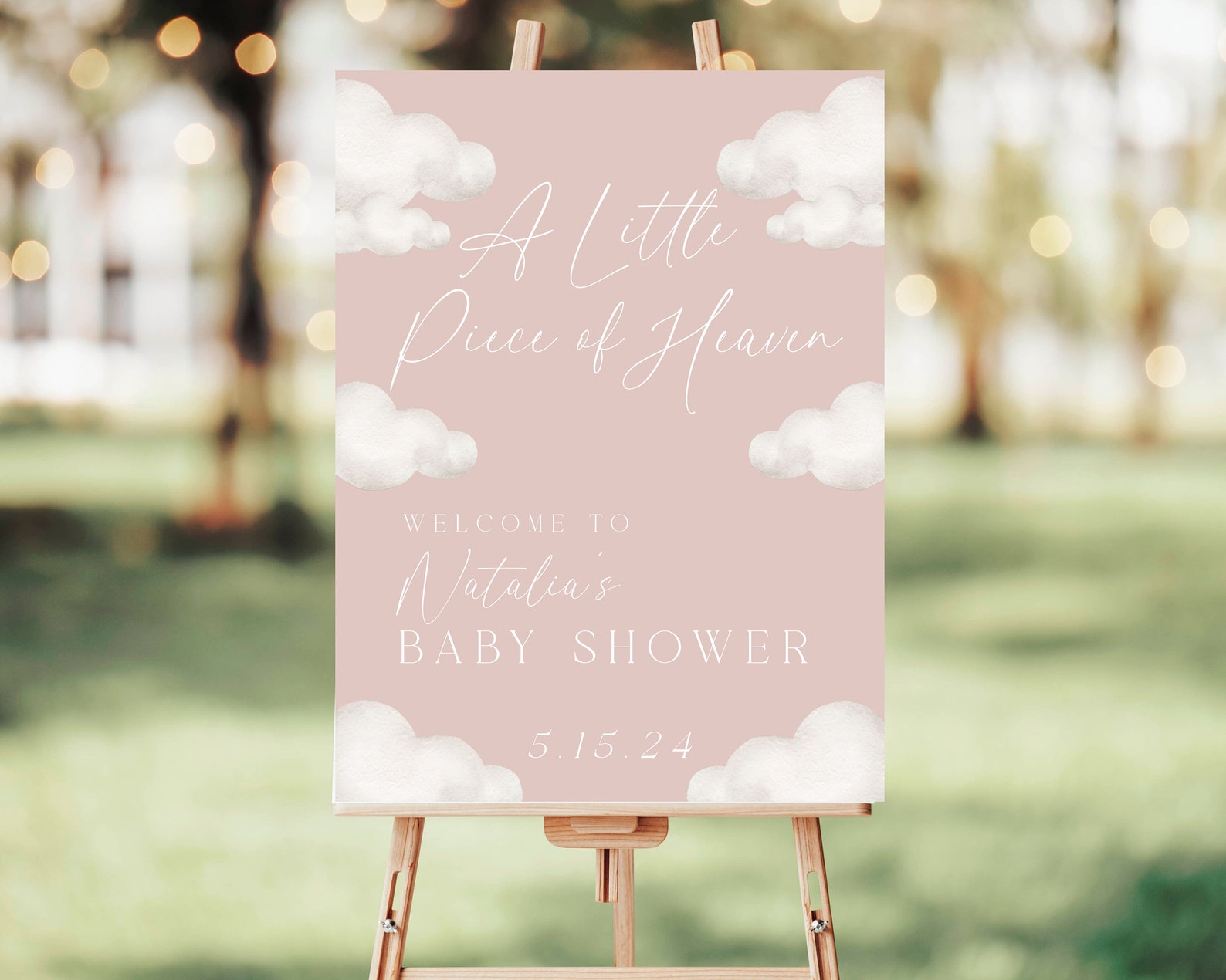 Editable A Little Piece of Heaven Baby Shower Welcome Sign Pink Piece ...