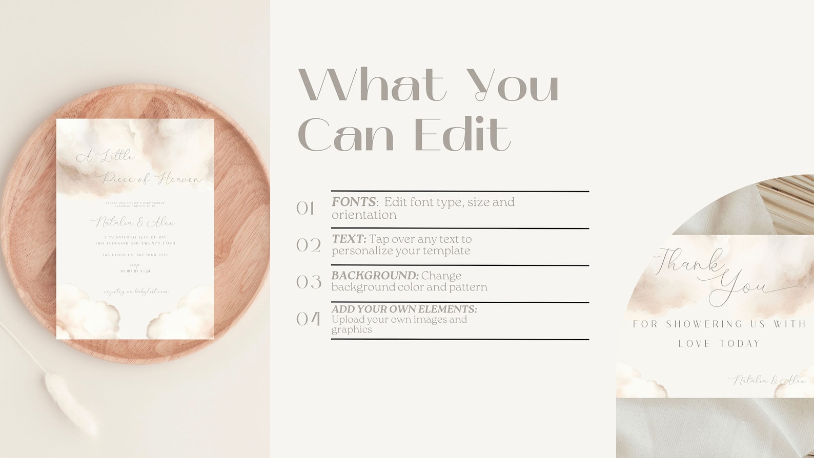 Editable Cloud Nine Baby Shower Invitation Set Cloud Nine Invite Set ...