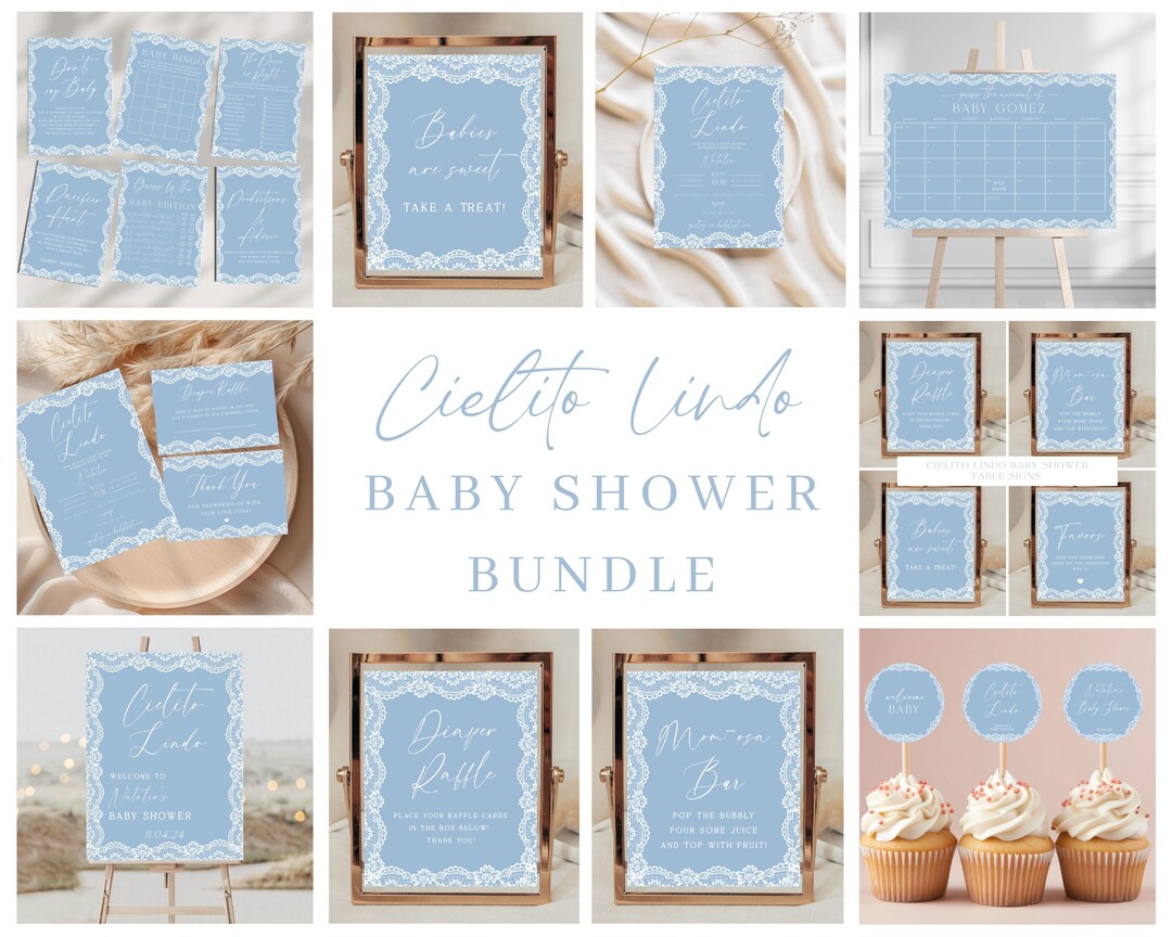 Blue Cielito Lindo Baby Shower Bundle | Editable Cielito Lindo Baby ...