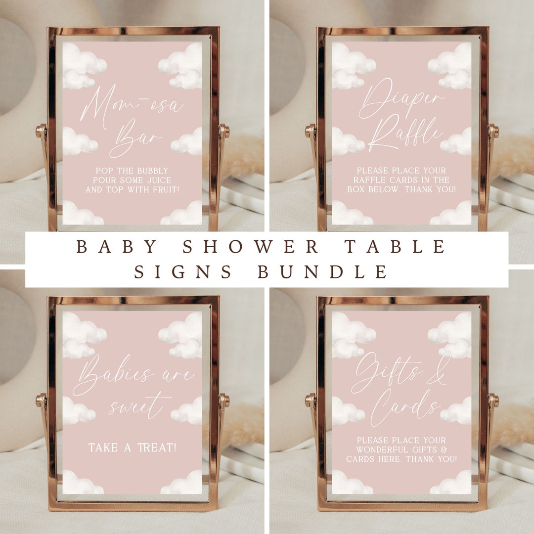 Pink Cloud Baby Shower Table Signs Bundle (digital) - Etsy