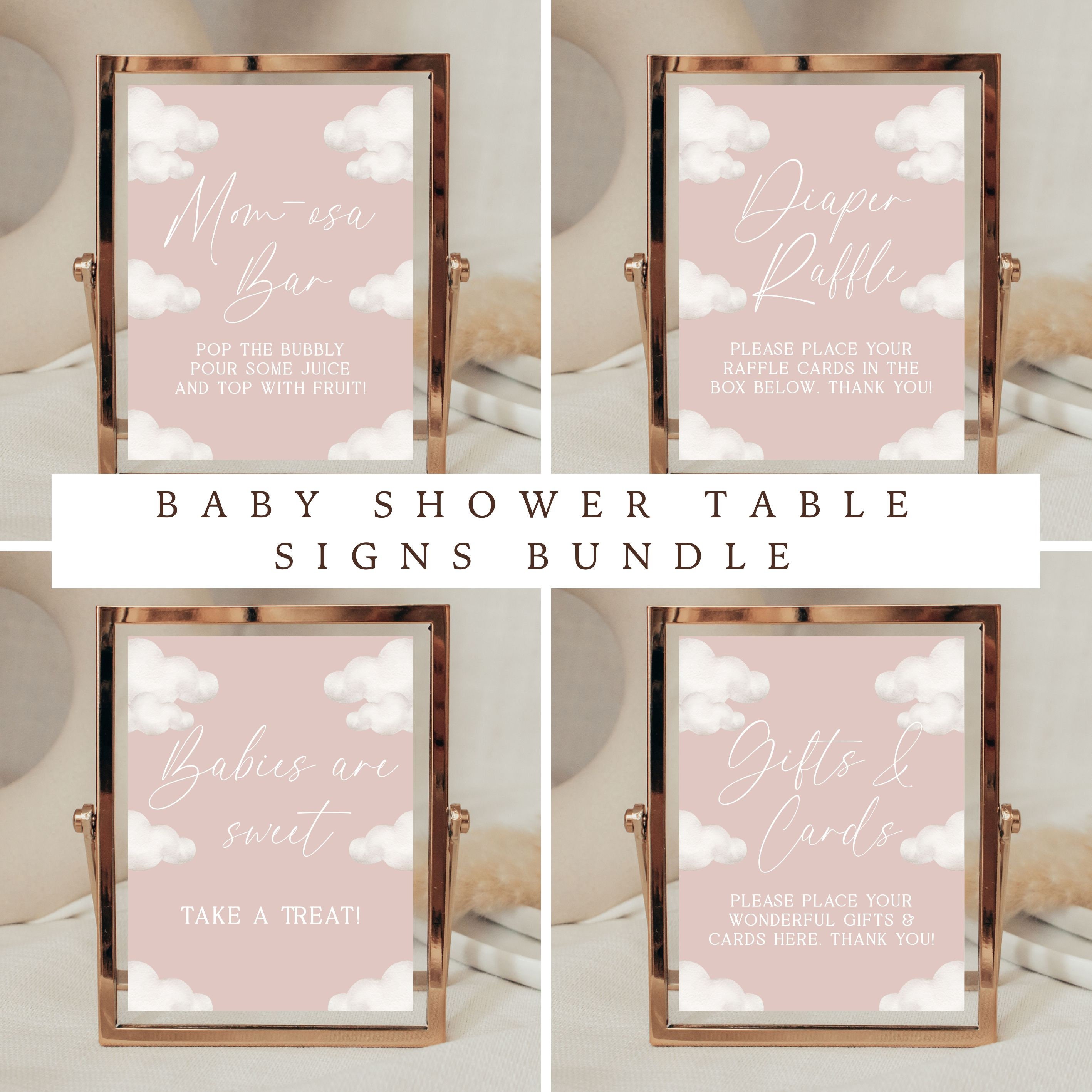 Editable A Little Piece of Heaven Baby Shower Table Signs Bundle| Pink ...