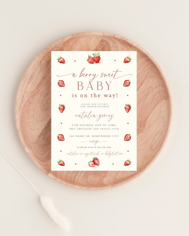 Editable Berry Sweet Baby Shower Invitation Set Berry Sweet Baby on the ...
