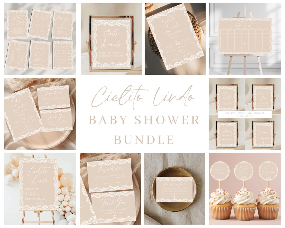 Tan Cielito Lindo Baby Shower Bundle | Editable Cielito Lindo Baby ...