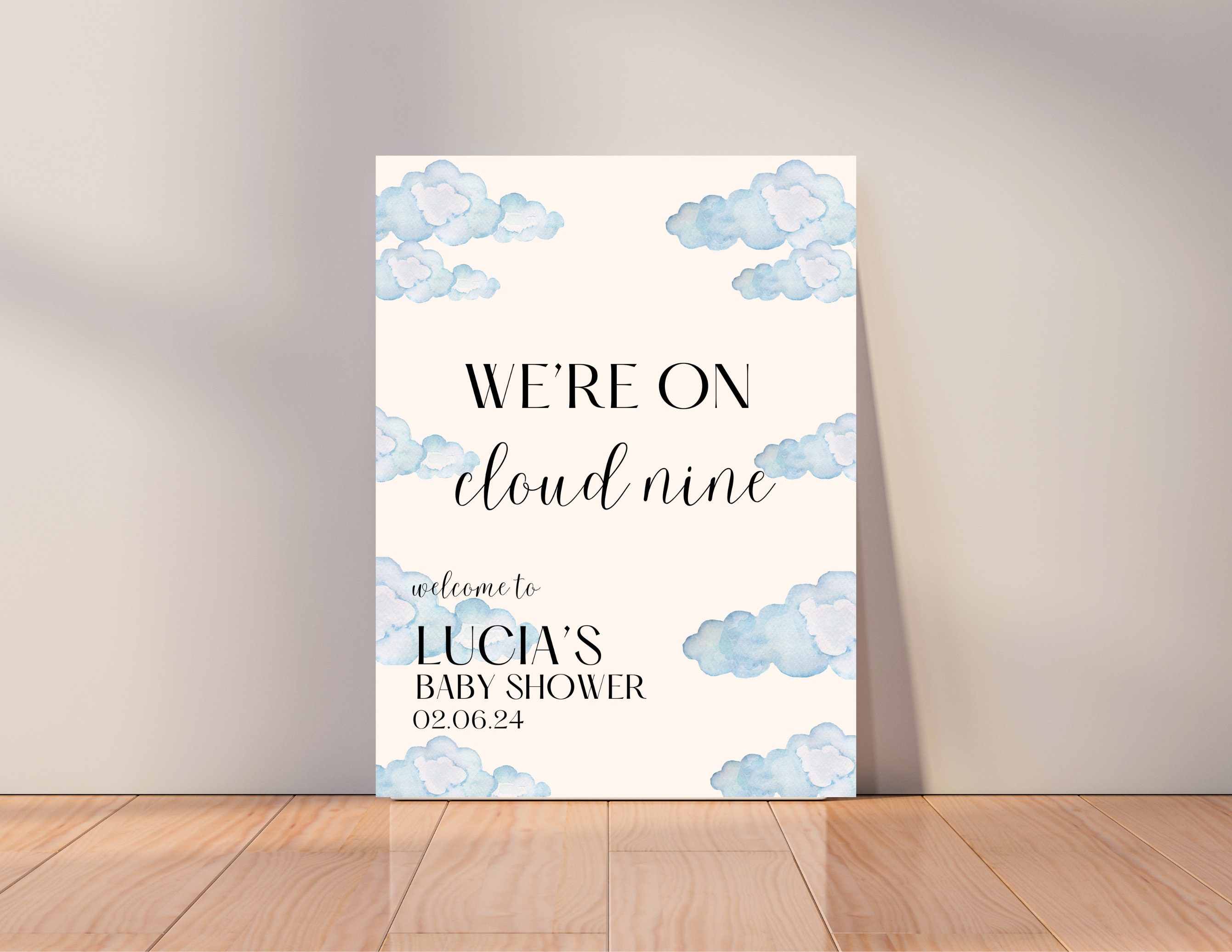 Were on Cloud Nine Baby Shower Welcome Sign Editable Baby Shower ...