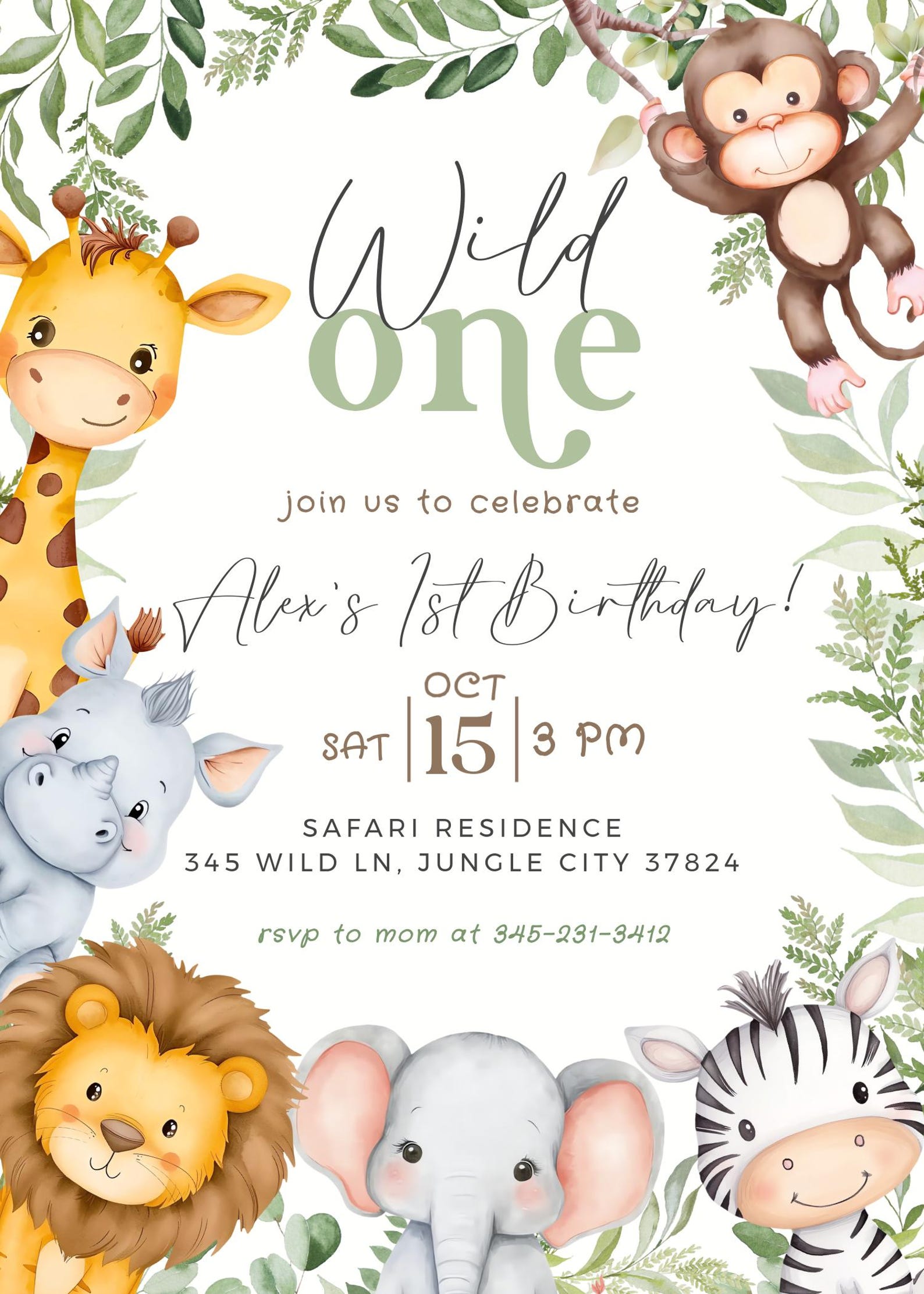 Wild One First Birthday Invitation Editable Wild One Invite Printable ...