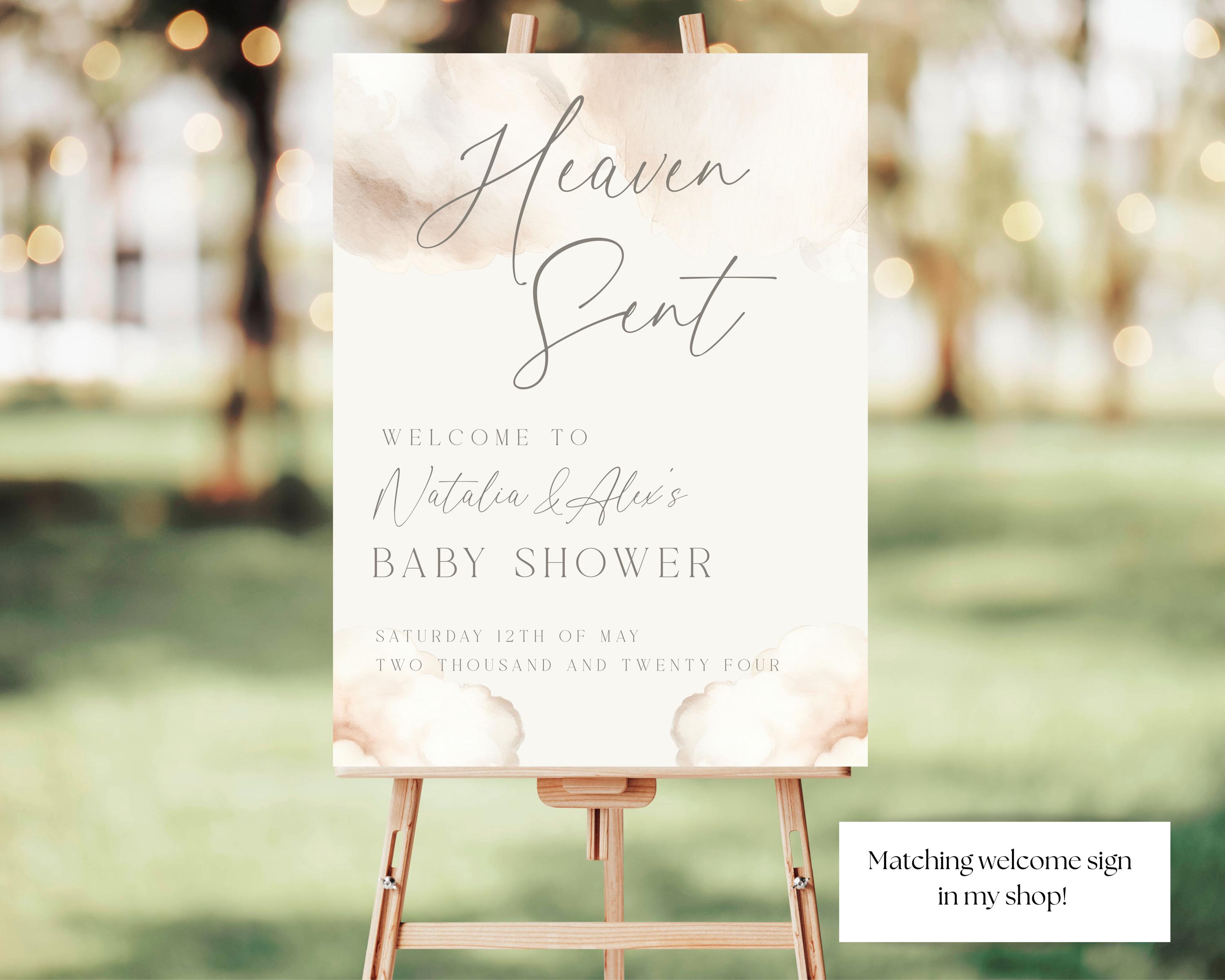 Heaven Sent Baby Shower Invitation A Piece of Heaven Baby Shower Evite ...