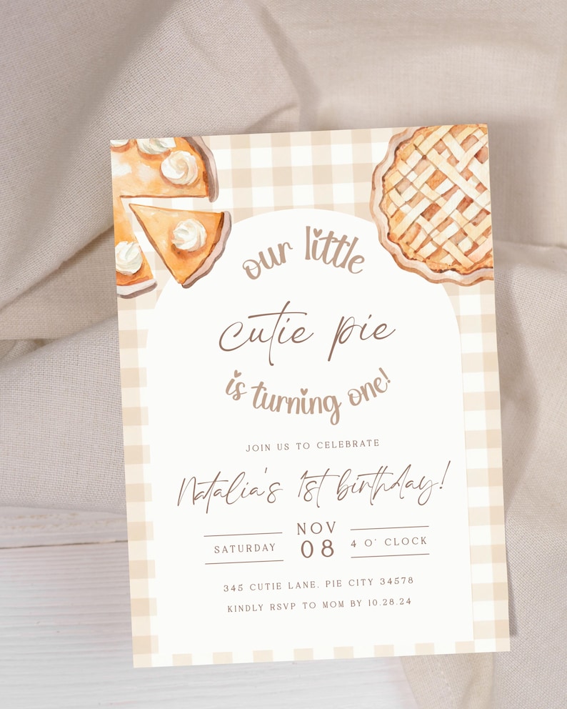 Cutie Pie First Birthday Invitation Editable Cutie Pie First Birthday ...