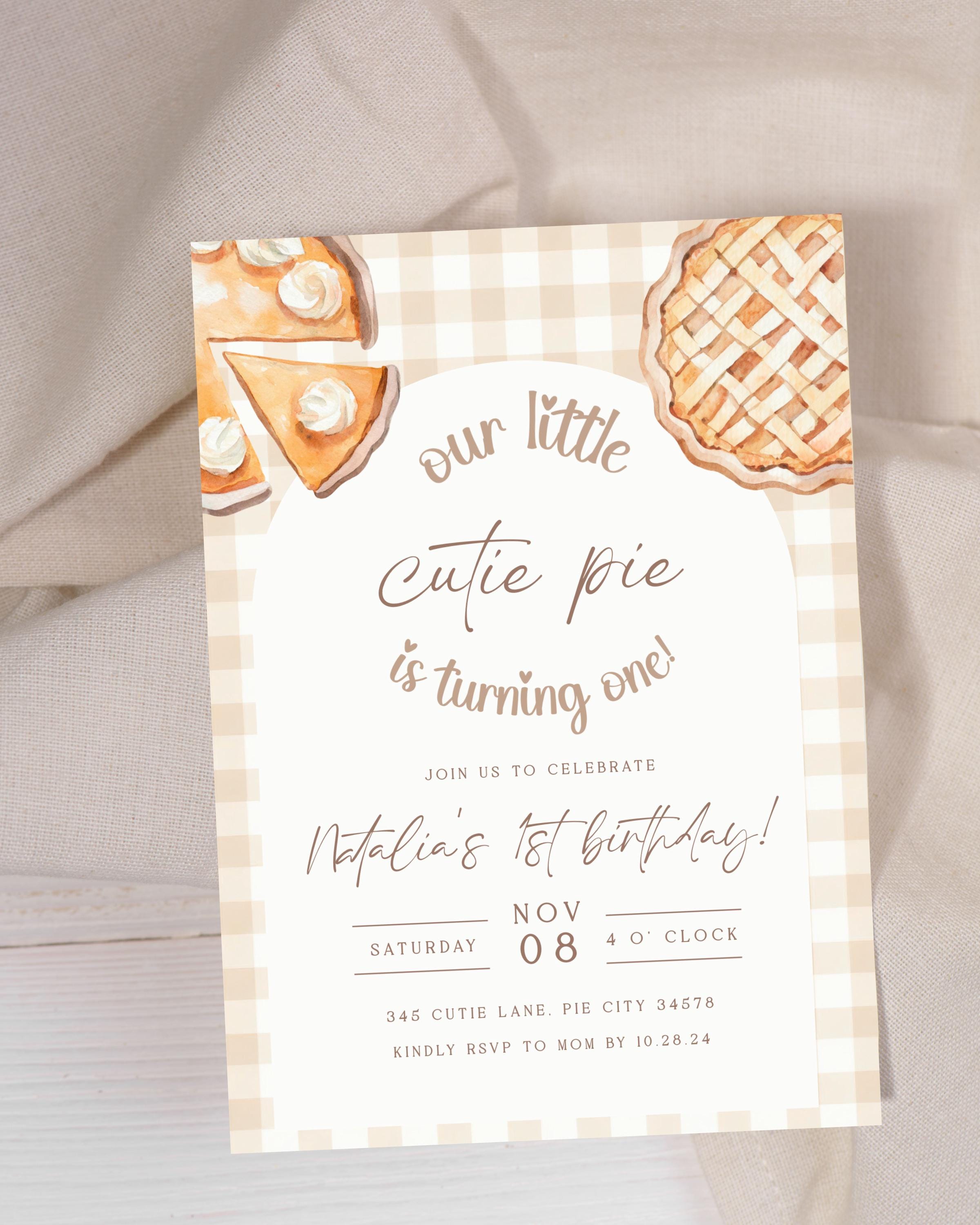Cutie Pie First Birthday Invitation Editable Cutie Pie First Birthday ...