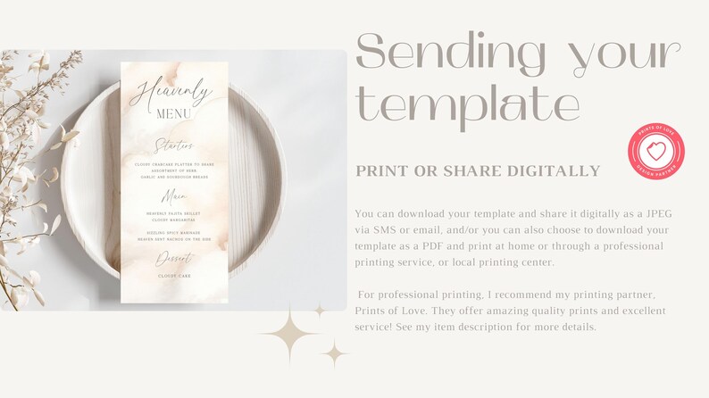 Heaven Sent Baby Shower Menu Template: Cloud Theme (digital & Printable ...