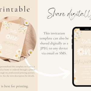 Editable Daisy First Birthday Invitation | Daisy First Birthday Evite ...