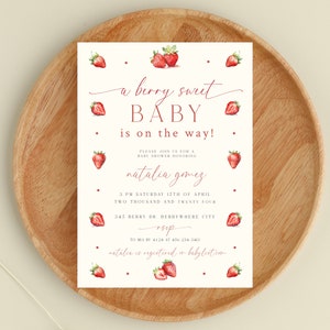 Berry Sweet Baby Shower Invitation: Editable Strawberry Theme (digital ...