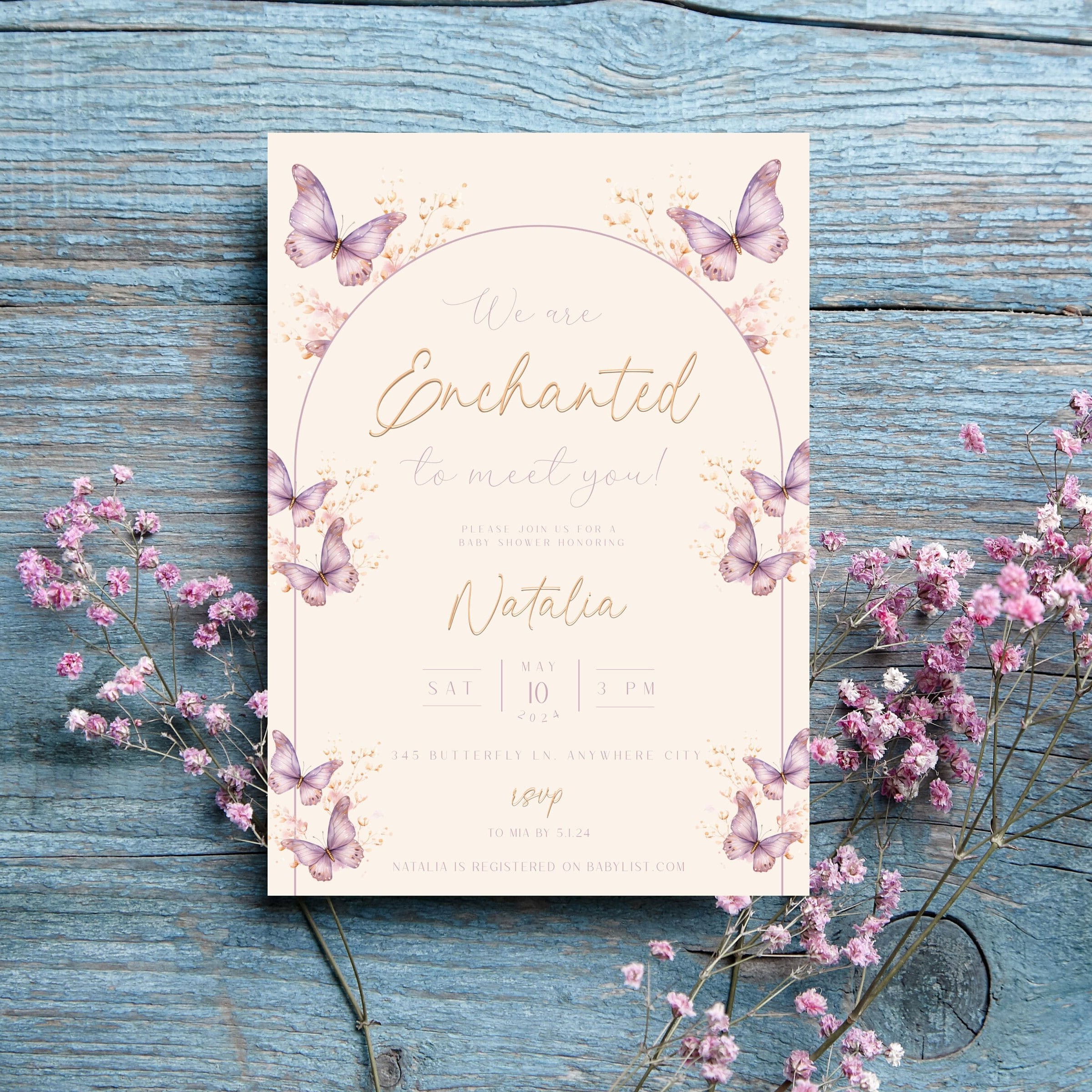 Enchanted to Meet You Baby Shower Invitation | Editable Butterfly Baby ...