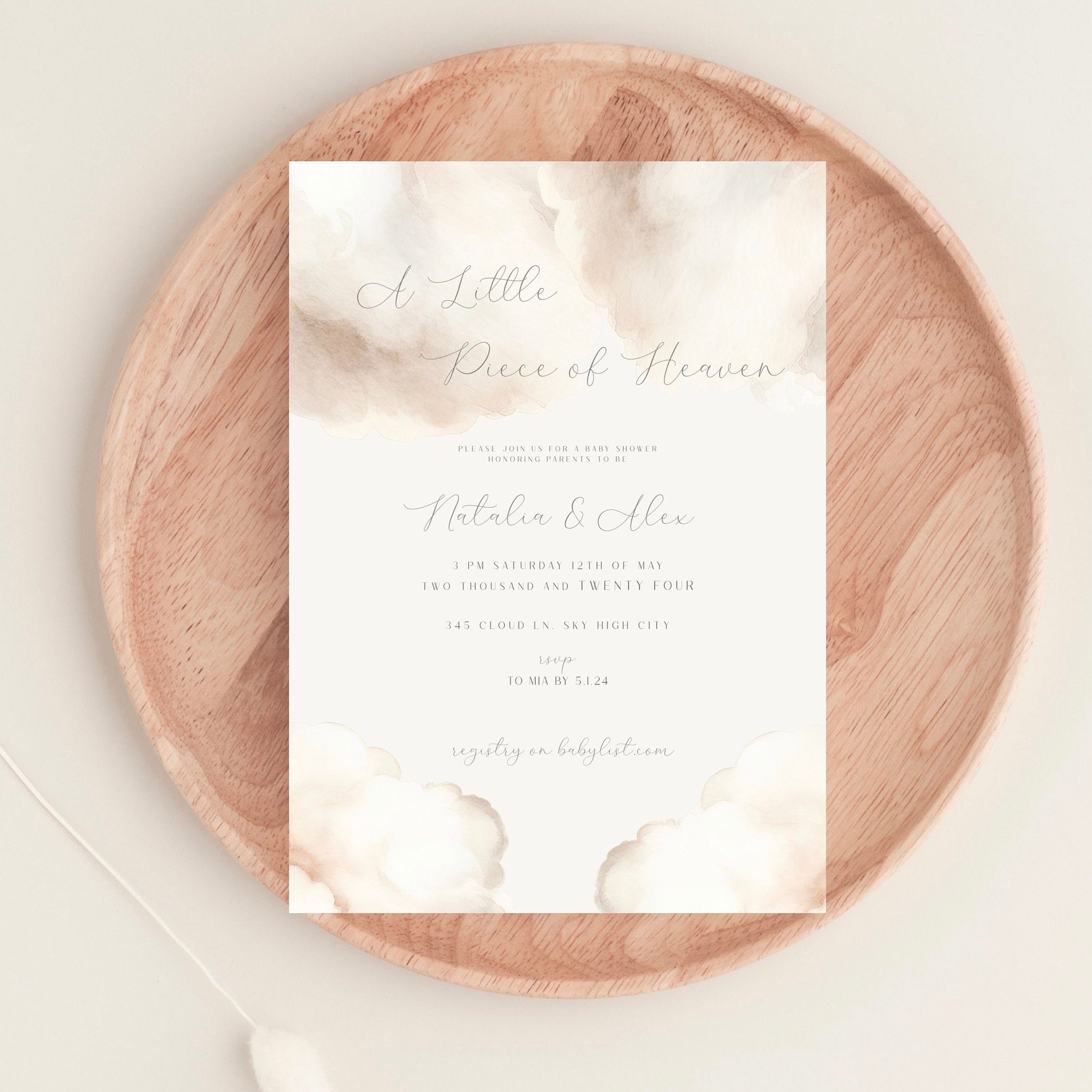 A Little Piece of Heaven Baby Shower Invitation Editable Little Piece ...