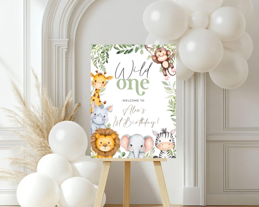Wild One First Birthday Welcome Sign | Printable & Digital Wild One 1st ...