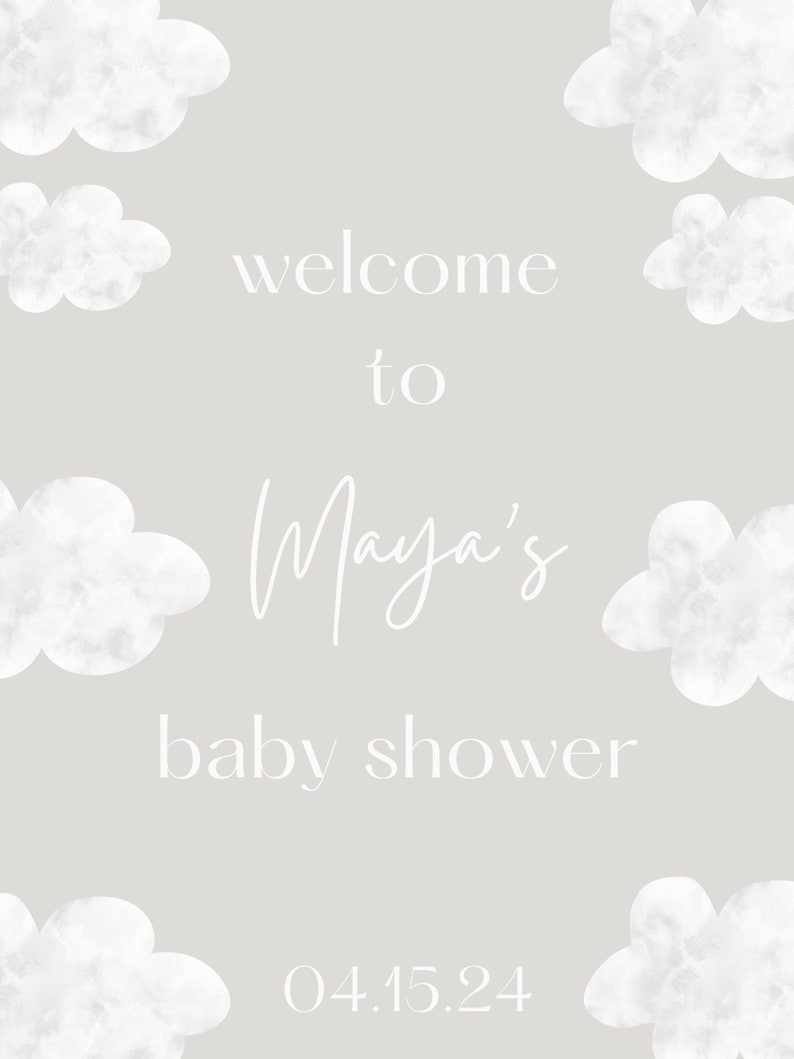Editable Were on Cloud Nine Baby Shower Welcome Sign Cloud Nine Baby ...