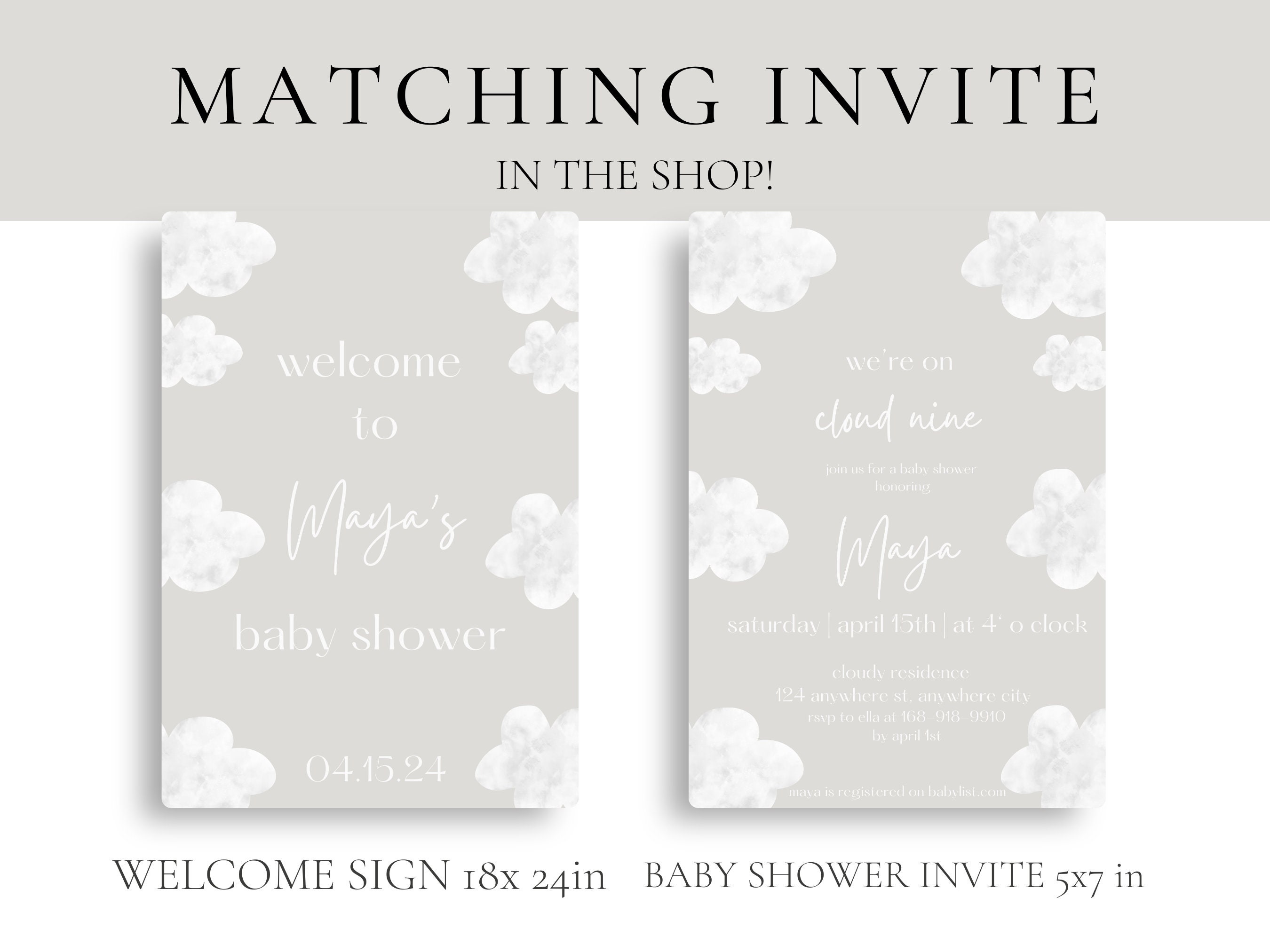 Editable Were on Cloud Nine Baby Shower Welcome Sign Cloud Nine Baby ...