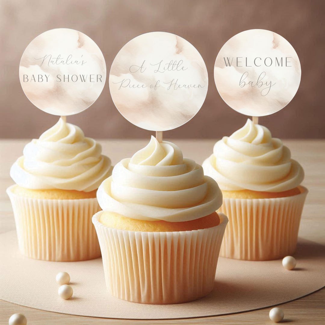 Editable A Little Piece of Heaven Baby Shower Cupcake Toppers | A Piece ...