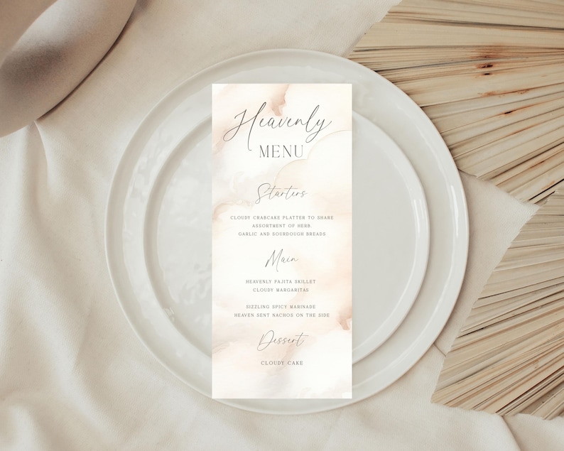 Heaven Sent Baby Shower Menu Template: Cloud Theme (digital & Printable ...