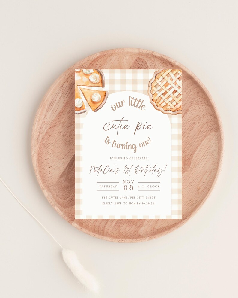 Cutie Pie First Birthday Invitation Editable Cutie Pie First Birthday ...