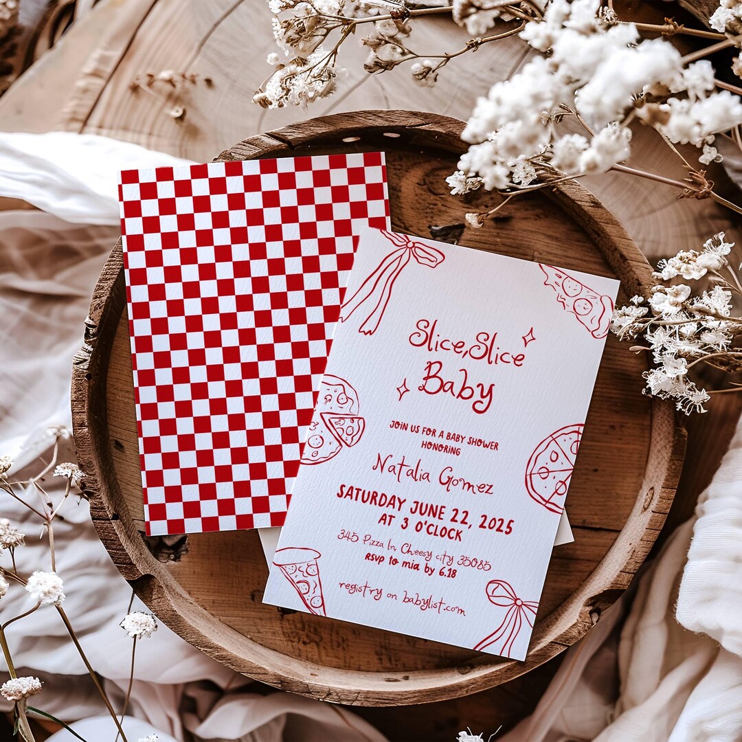 Slice Slice Baby Shower Invitation: Editable Special Delivery Pizza ...