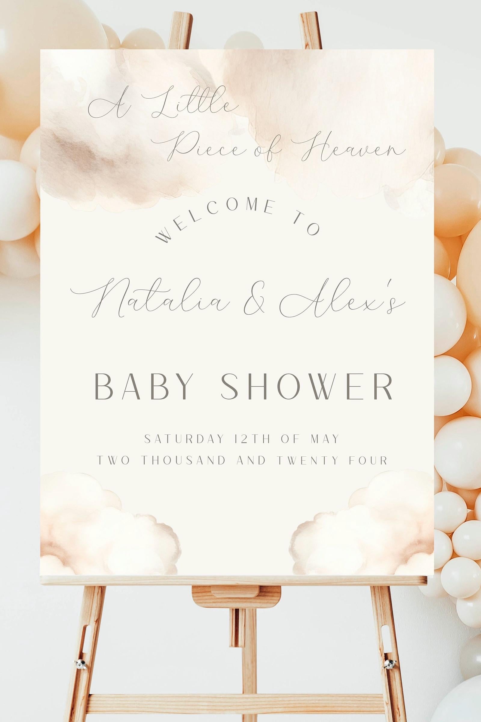 Editable A Little Piece of Heaven Baby Shower Welcome Sign Piece of ...