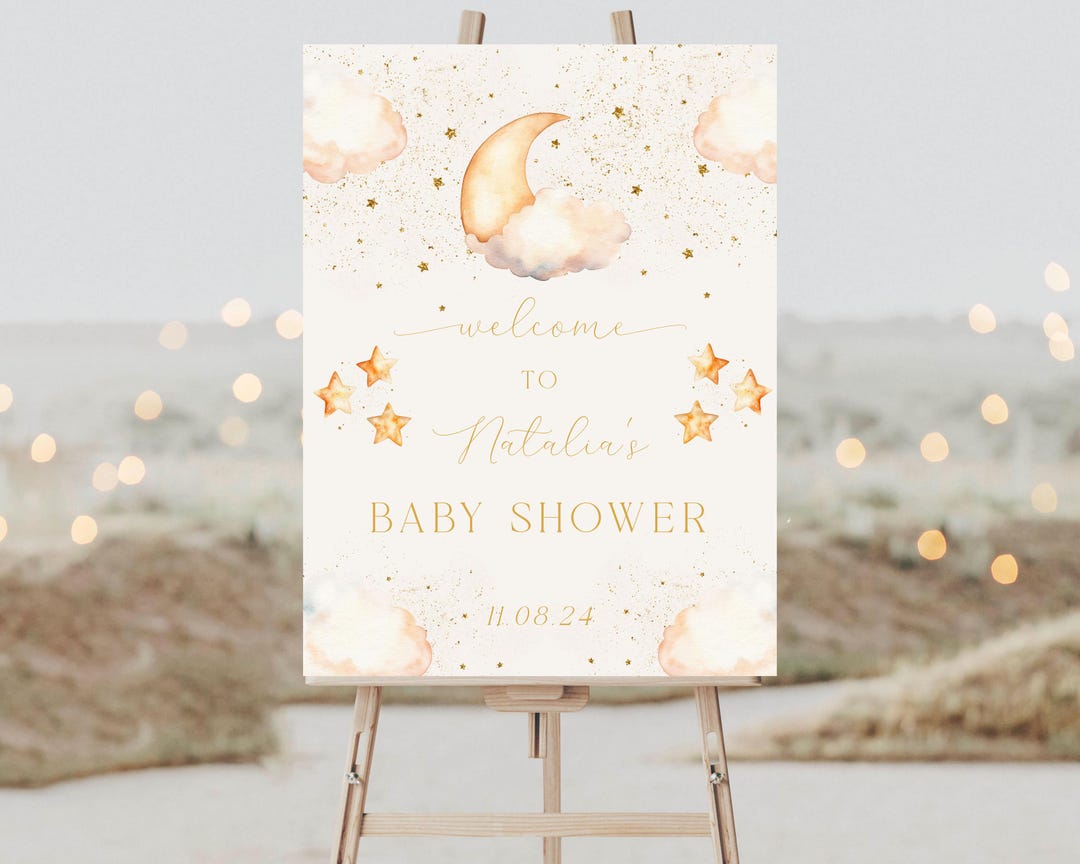 Moon and Stars Baby Shower Welcome Sign (digital Printable) - Etsy