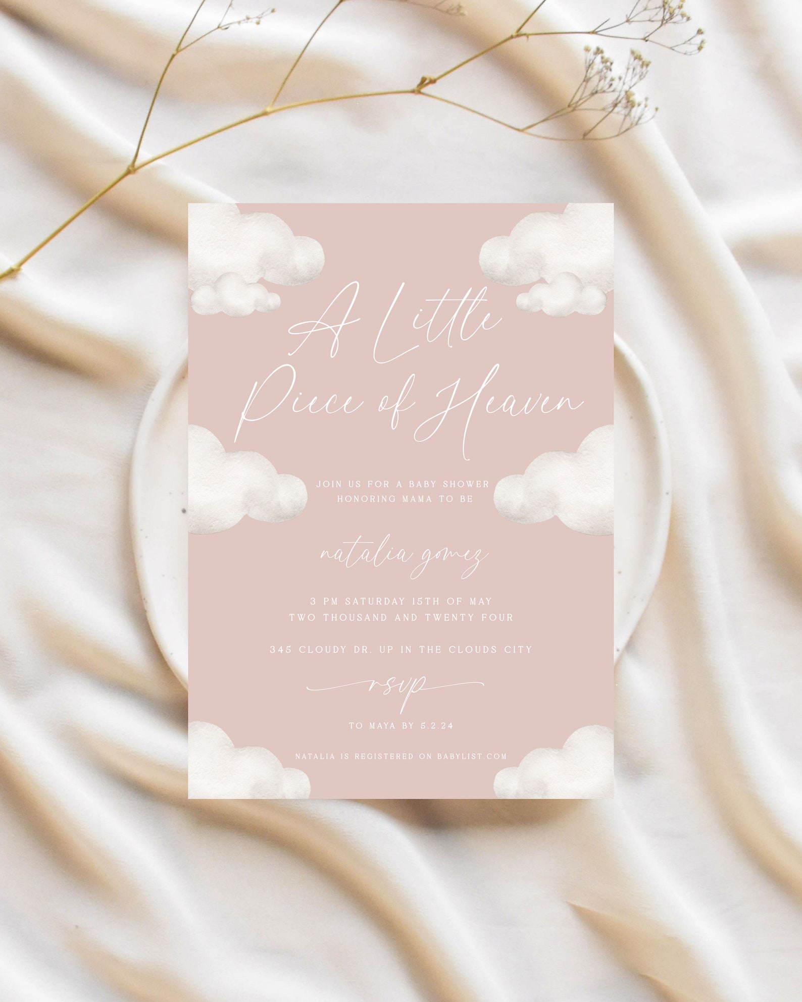 Editable A Little Piece of Heaven Baby Shower Welcome Sign Pink Piece ...