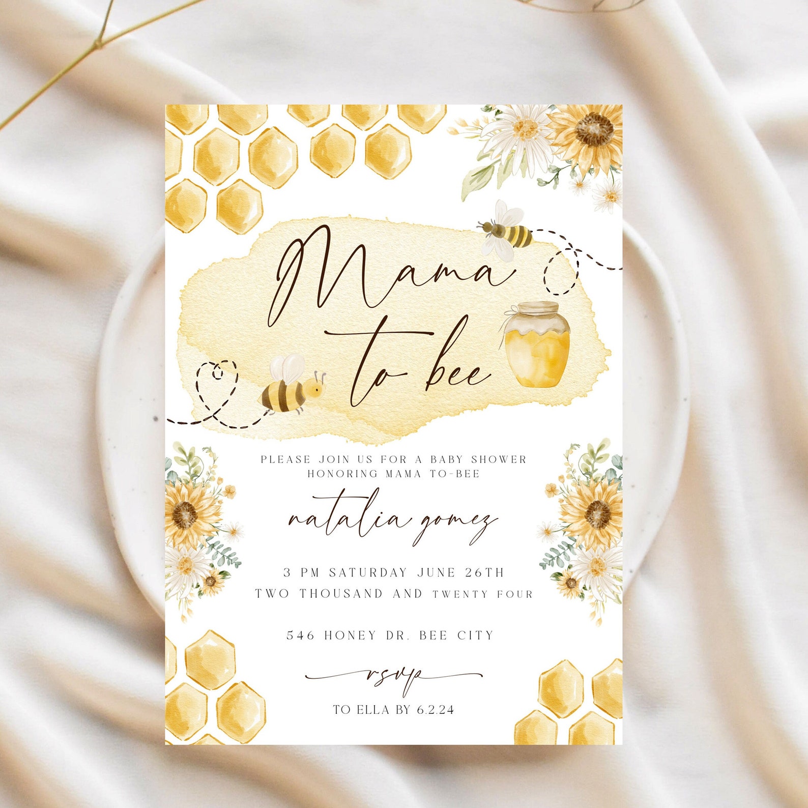 Editable Mama to Bee Baby Shower Invitation mama to Bee Baby Shower ...